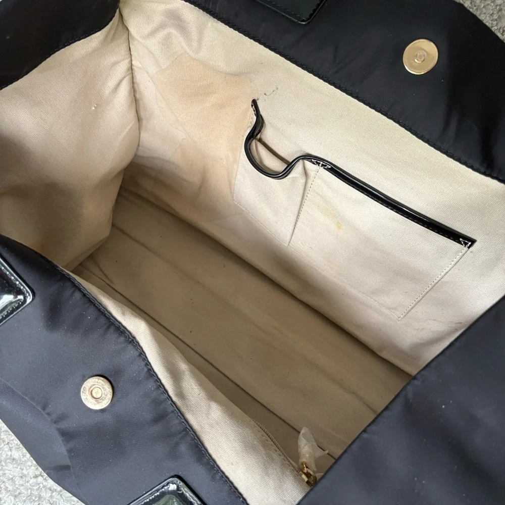 Tory Burch | Bags | Tory Burch Black Logo Nylon Tote Bag | Poshmark